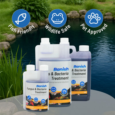 Banish Fungus & Bacteria Pond Koi Fish Treatment 2.5l Medicine for ...