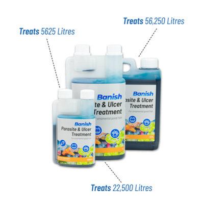 Banish Parasite Ulcer & Whitespot Pond Fish Treatment 2.5L Medicine for ...