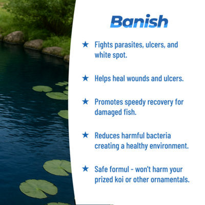 Banish Parasite Ulcer & Whitespot Pond Fish Treatment 2.5L Medicine for ...
