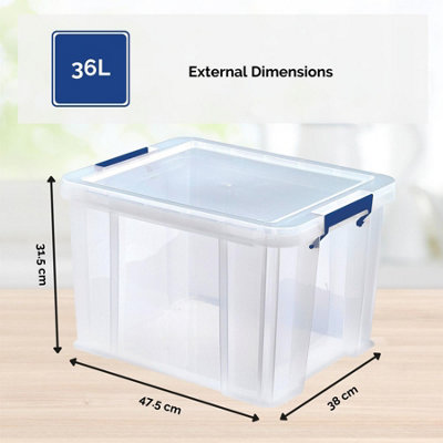 BANKERS BOX 36L Clear Plastic Storage Box with Lid - Super Strong ...