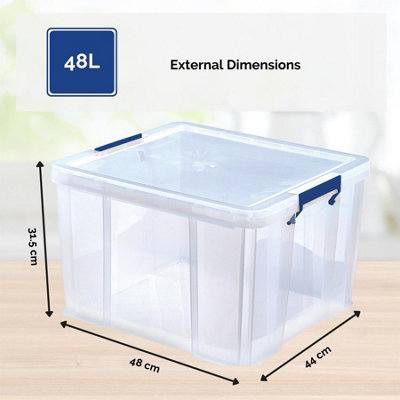 BANKERS BOX 48L Clear Plastic Storage Box with Lid Super Strong Plastic ...