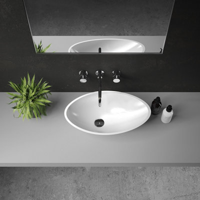 BANKSY STONE COUNTER TOP BASIN 560 - MATT WHITE