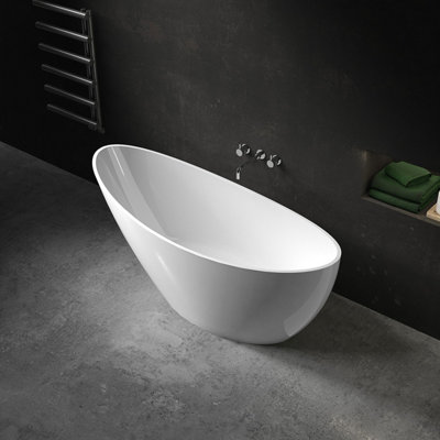 Banksy Stone Slipper Freestanding Bath 1650 - Matt White