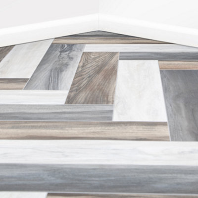 Banyan Tile Plank Effect Soft Lino Flooring 4m Width Sheet Vinyl R10 ...