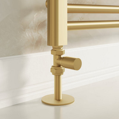 Banyetti Straight Radiator Valves - Brushed Brass | DIY at B&Q