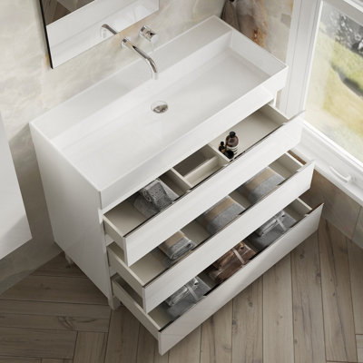 Banyetti Vatilla 1000 Floorstanding Vanity Unit with Veneto No Tap Hole ...