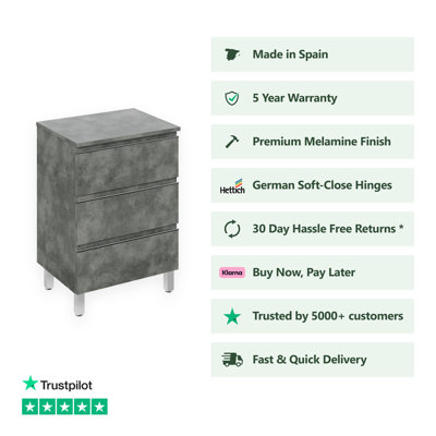 Banyetti Vatilla 1000mm Floorstanding Vanity Unit with Matching Worktop ...