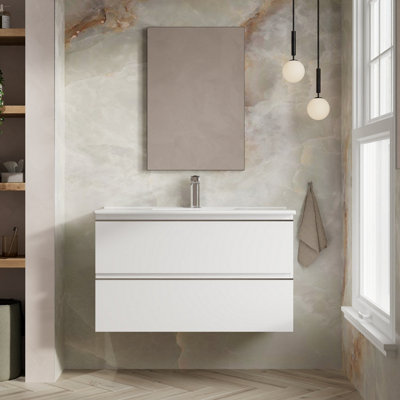 Banyetti Vatilla 1000mm Wall Hung Basin Unit with Lira Basin - Gloss White