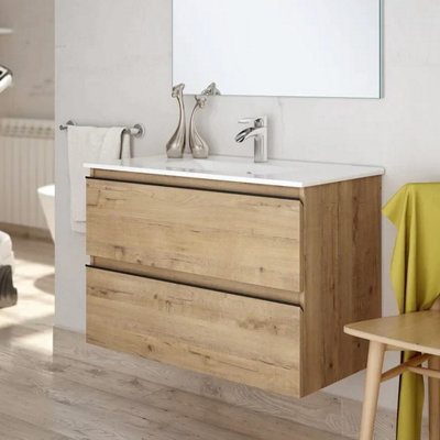 Banyetti Vatilla 1000mm Wall Hung Basin Unit with Matt Black Handles ...