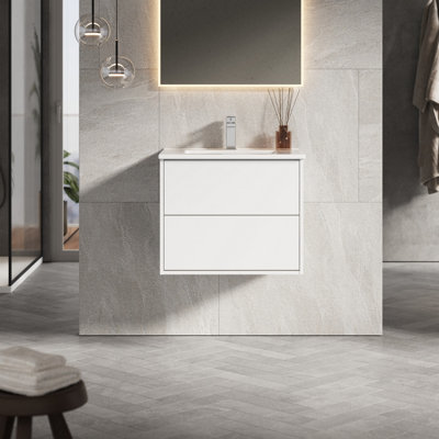 Banyetti Venti 600mm Wall Hung Vanity Unit with Basin - Matt White