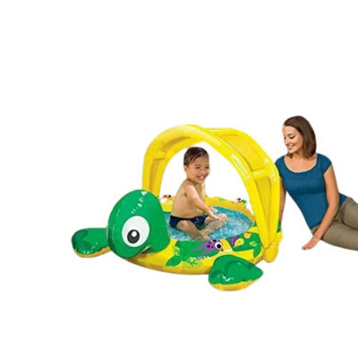 Banzai Childrens/Kids Shady Time Turtle Paddling Pool Set Green/Yellow ...