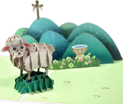 Baptism Lamb Cross Holy Congratulations 3D Pop-Up Greeting Card