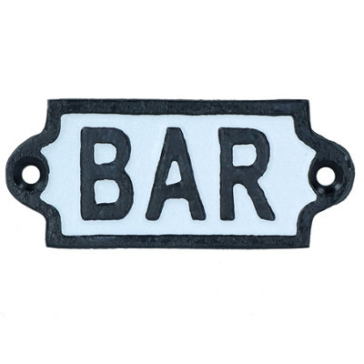 Bar Cast Iron Sign Plaque Door Wall House Gate Post Hotel Restaurant ...