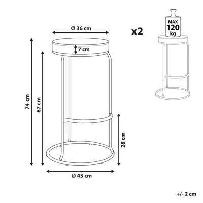 Bar Chair Set of 2 Faux Leather Light Beige MILROY | DIY at B&Q