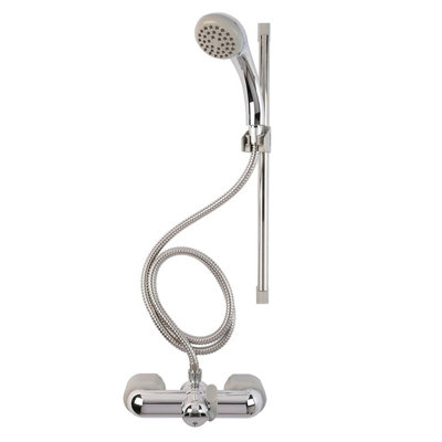Bar Mixer Shower Set 1500mm Flexi Tube Hose Riser Rail Chrome Plated