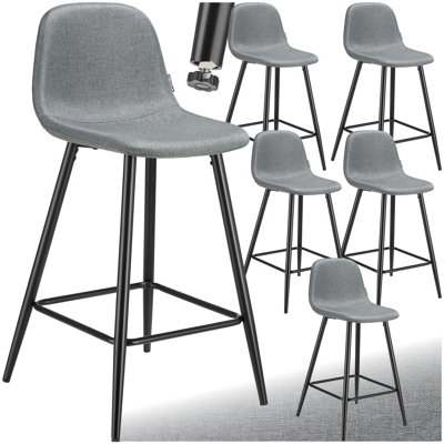 Bar Stool Willow with backrest, upholstery and woven cover - dark grey ...