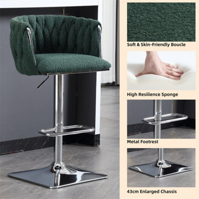 Bar Stools Set of 2, Adjustable Counter Height Bar Stools with Woven ...