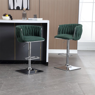 Bar Stools Set of 2, Adjustable Counter Height Bar Stools with Woven ...