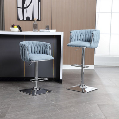 Bar Stools Set of 2, Adjustable Counter Height Bar Stools with Woven ...