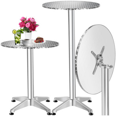 Bar Table Aluminium - 60cm tabletop, foldable, height adjustable - grey ...