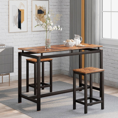 Bar Table Set with 2 Bar Stools Kitchen Counter with Bar Chairs Industrial for Kitchen Living Room Party Room