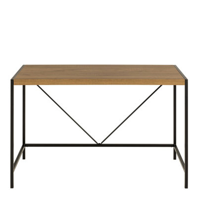 Barbados Natural Oak-Effect Office Desk with Black Metal Base ...