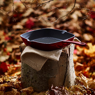 Barbary & Oak BO800256RED 26cm Cast Iron Grill Pan