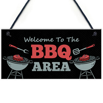 Barbecue Sign BBQ Plaque Hanging Wall Door Sign Garden Shed Decking ...