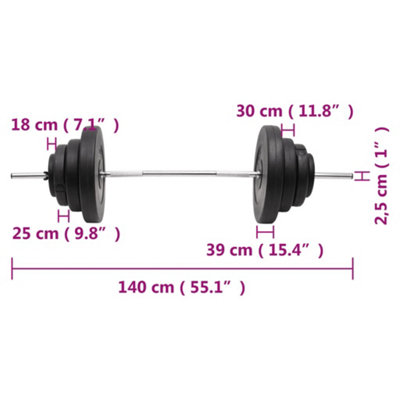 Barbell with Plates 60 kg Workout Fitness Gym Essential