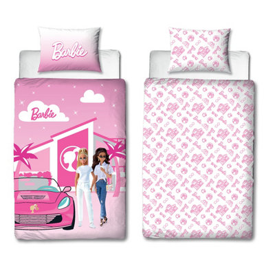 Barbie Cars Single Polycotton Duvet Cover and Pillowcase Set