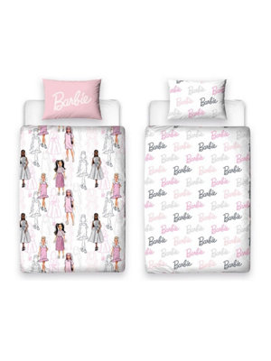 Barbie Figures Silhouettes Single Duvet Cover and Pillowcase Set