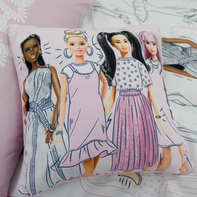 Barbie Figures Square Filled Cushion
