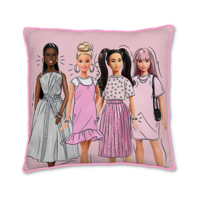 Barbie Figures Square Filled Cushion