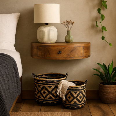 Bardolino Wall Mounted Half Moon Bedside Table with Drawer