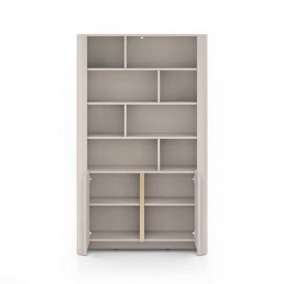 Bari Tall Bookcase 103cm in Cashmere - Modern Family Bookcase with Push ...