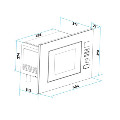 Baridi 25L Integrated Microwave Oven/ Grill, 900W, Touch Controls ...
