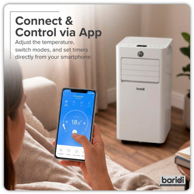 Baridi 5-in-1 Portable Air Conditioner 9,000Btu/hr with TUYA App, Wi-Fi ...