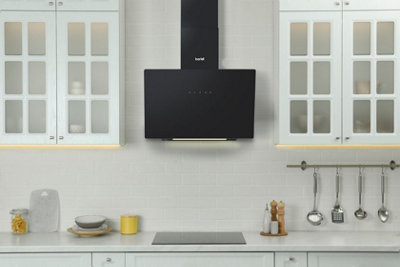 Baridi 60cm Angled Chimney Cooker Hood with Carbon Filters, Touch ...