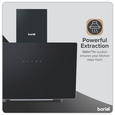 Baridi 60cm Angled Chimney Cooker Hood with Carbon Filters, Touch ...