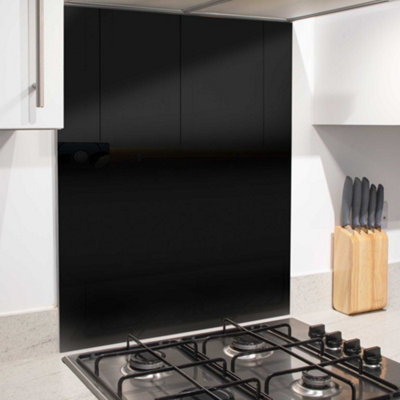 Baridi 60cm Splashback for Cooker Hoods, Extractor Fans, Black Glass ...