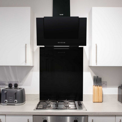 Baridi 60cm Splashback for Cooker Hoods, Extractor Fans, Black Glass ...