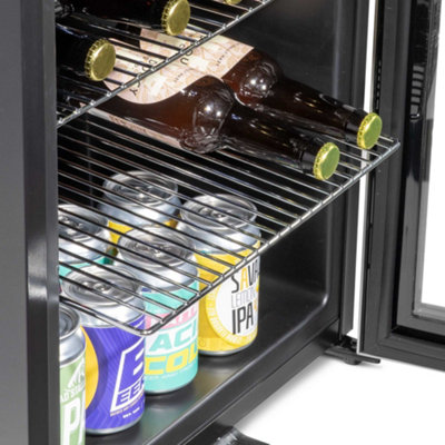 Baridi 60L Drinks Fridge with LED Light, Black and Glass Door - DH62