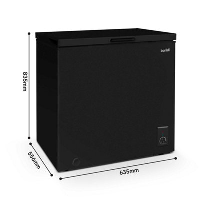 Baridi Freestanding Chest Freezer, 142L, Outbuilding Safe, Black