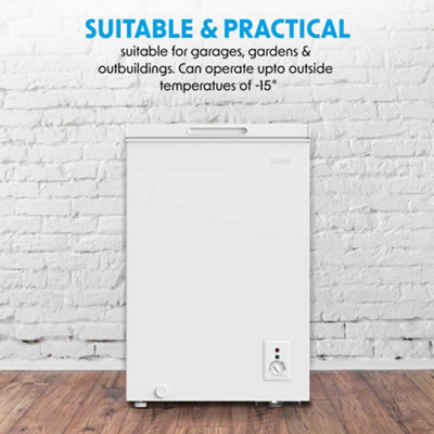 Baridi Freestanding Chest Freezer, 99L, Outbuilding Safe, White
