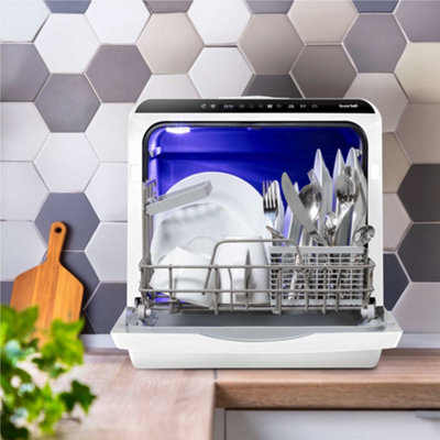 Baridi Mini Portable Tabletop 5L Dishwasher with 2-4 Place Settings, 5 ...