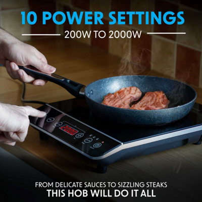 Baridi Portable Induction Hob: Single Zone, 2000W, 13A Plug, Timer Function