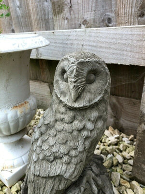 Barn Owl Stone Statue Vintage Style Bird Outdoor British Made Garden ...