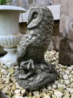 Barn Owl Stone Statue Vintage Style Bird Outdoor British Made Garden ...