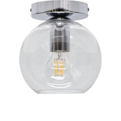 Barnum - Clear Glass Globe Chrome Ceiling Light Fitting