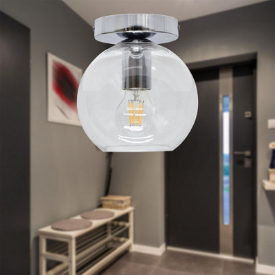 Barnum - Clear Glass Globe Chrome Ceiling Light Fitting